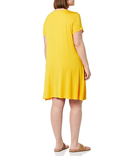 Amazon Essentials Women's Short-Sleeve Scoop Neck Swing Dress (Available in Plus Size), Yellow, X-Large