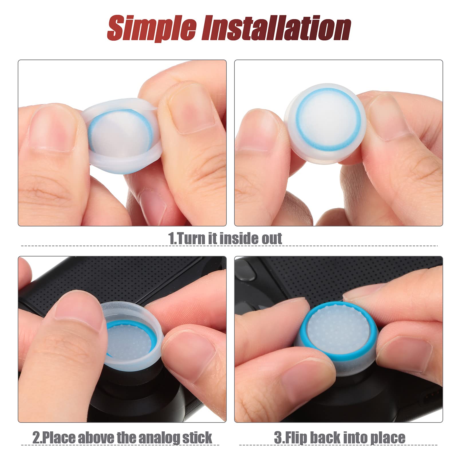 Controller Thumbsticks Replacement Pads Compatible with PS4 Includes L1 R1 L2 R2 Triggers Springs and Conductive Rubber Pad Button Repair Replacement Parts