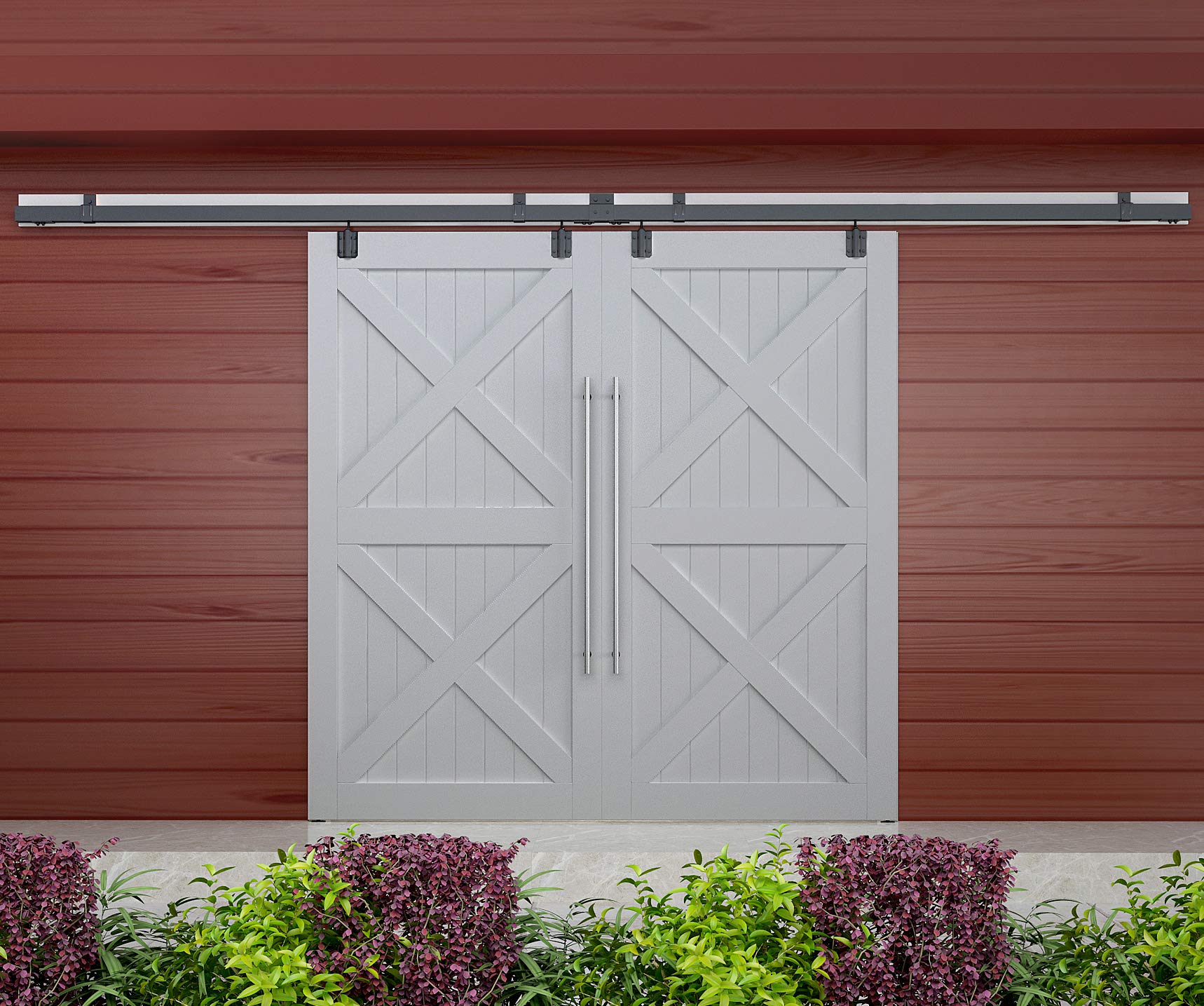 DIYHD 13FT Box Track Double Sliding Barn Door Hardware
