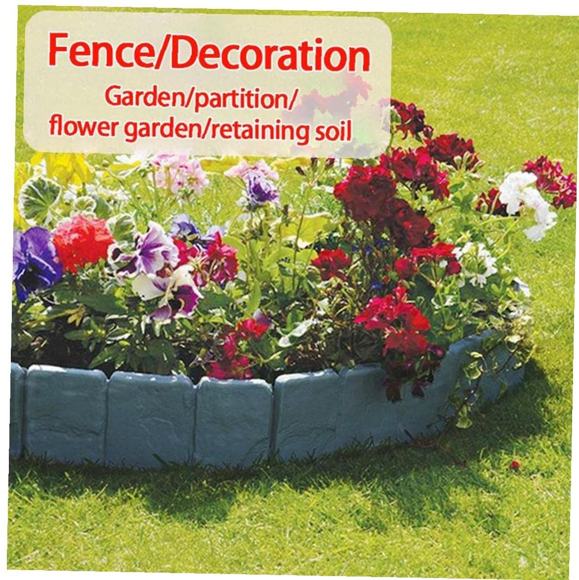 Onsinic 20pcs Lawn Stakes Garden Border Edging Stones Effect Fence Decorative Flower Bed Edging for Lawn Landscape