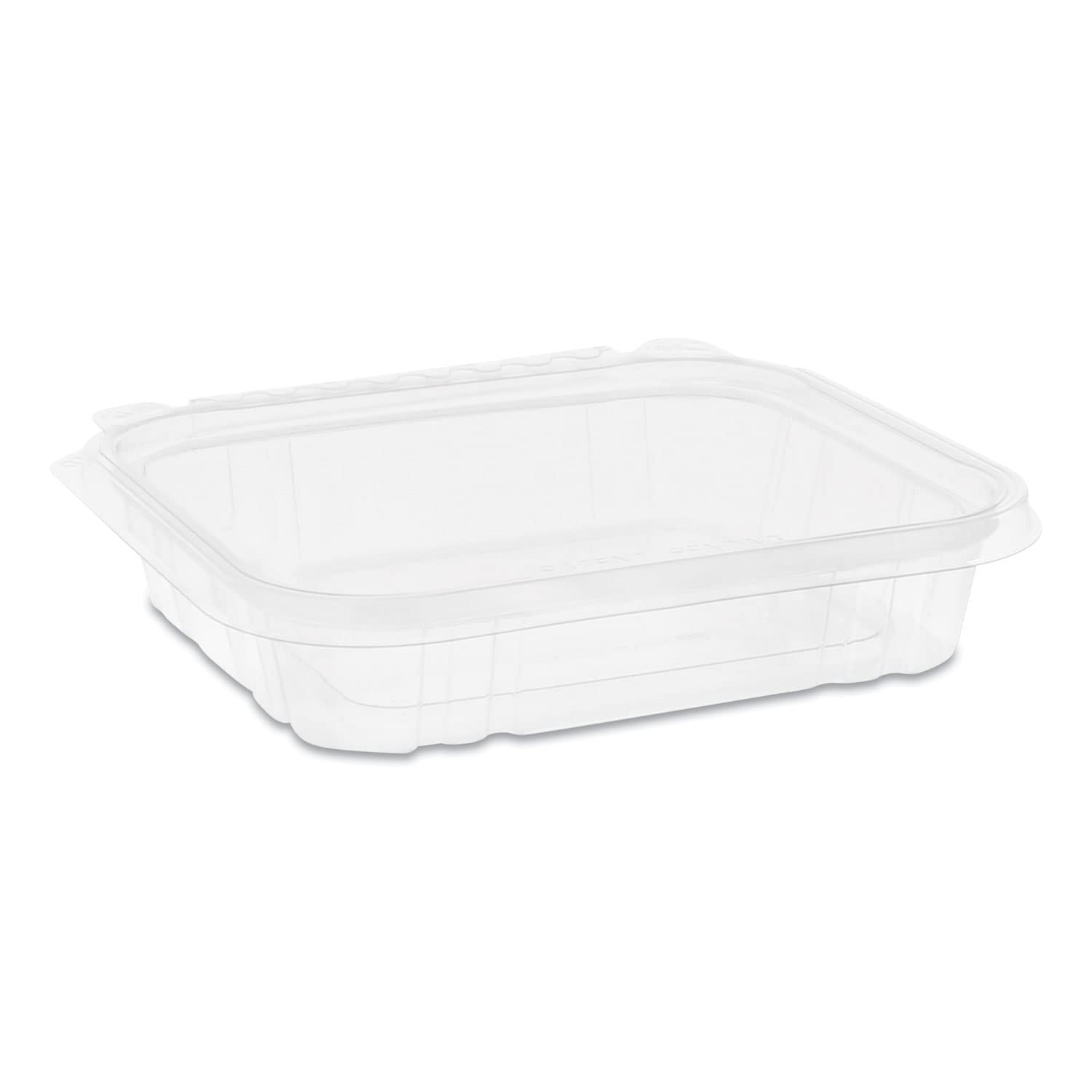 Pactiv Evergreen EarthChoice Tamper Evident Recycled Hinged Lid Deli Container, 16 oz, 7.25 x 6.38 x 1, Clear, Plastic, 240/Carton