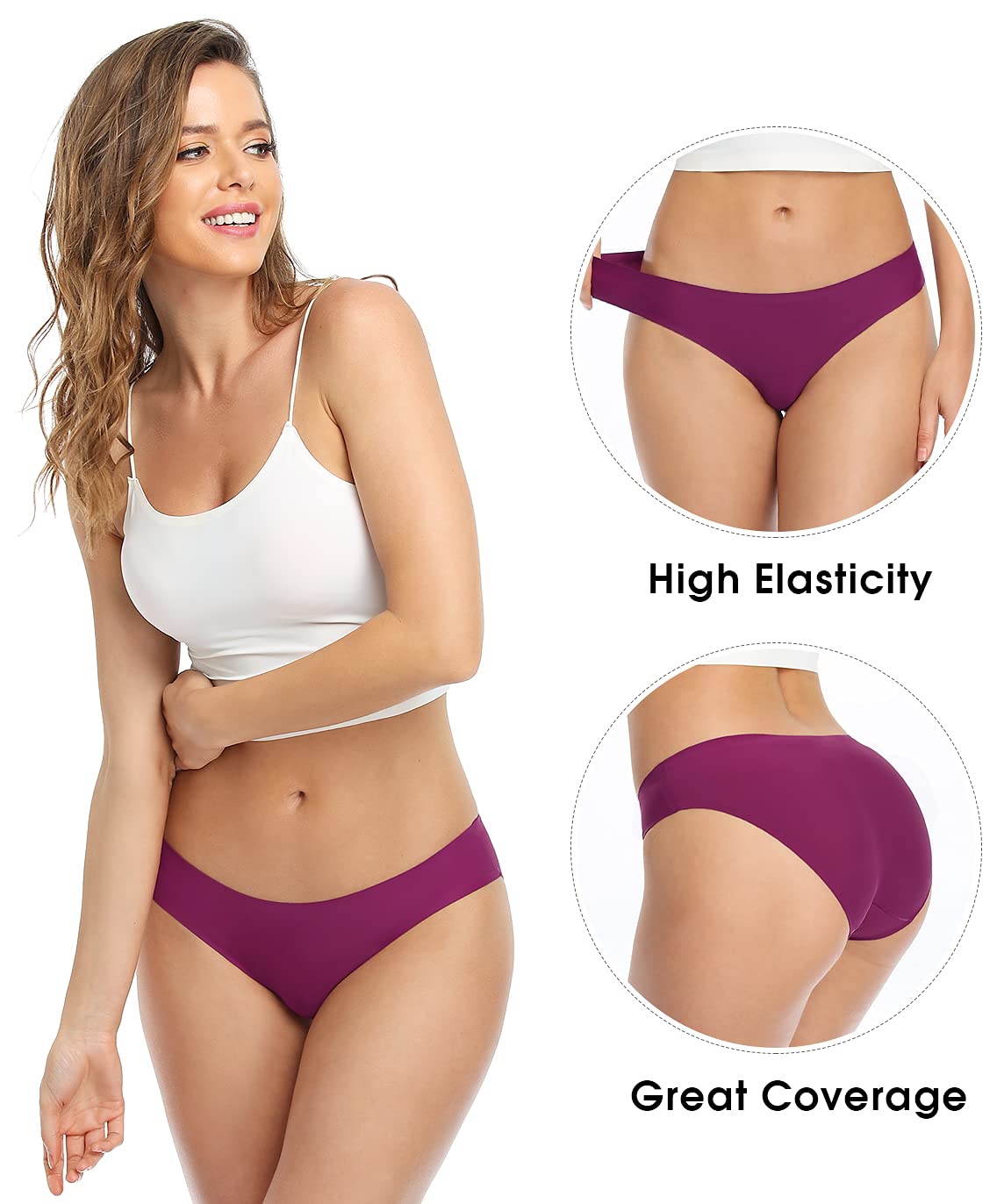Xibing 10 Pack Womens Seamless Underwear No Show Stretch Bikini Panties Breathable Invisible Hipster Panty(5004M,Multicolor2)