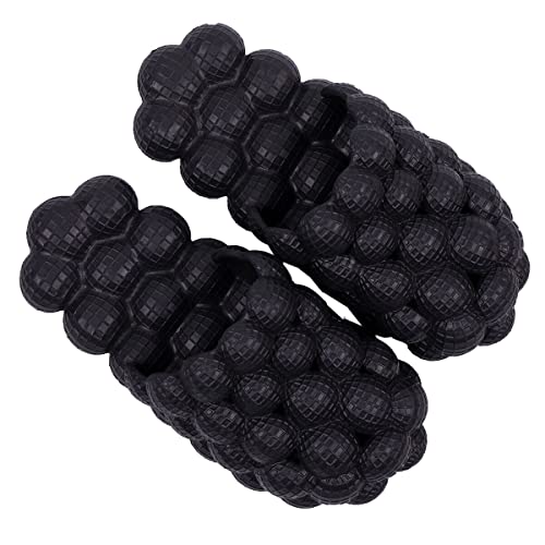 ASONGMAKE Womens Massager Slippers,Funny Bubble Unisex Super Soft Sandals Mens Breathable Beach Slides,Bath Shower Slippers Bedroom Spa House Sandals Black41-42