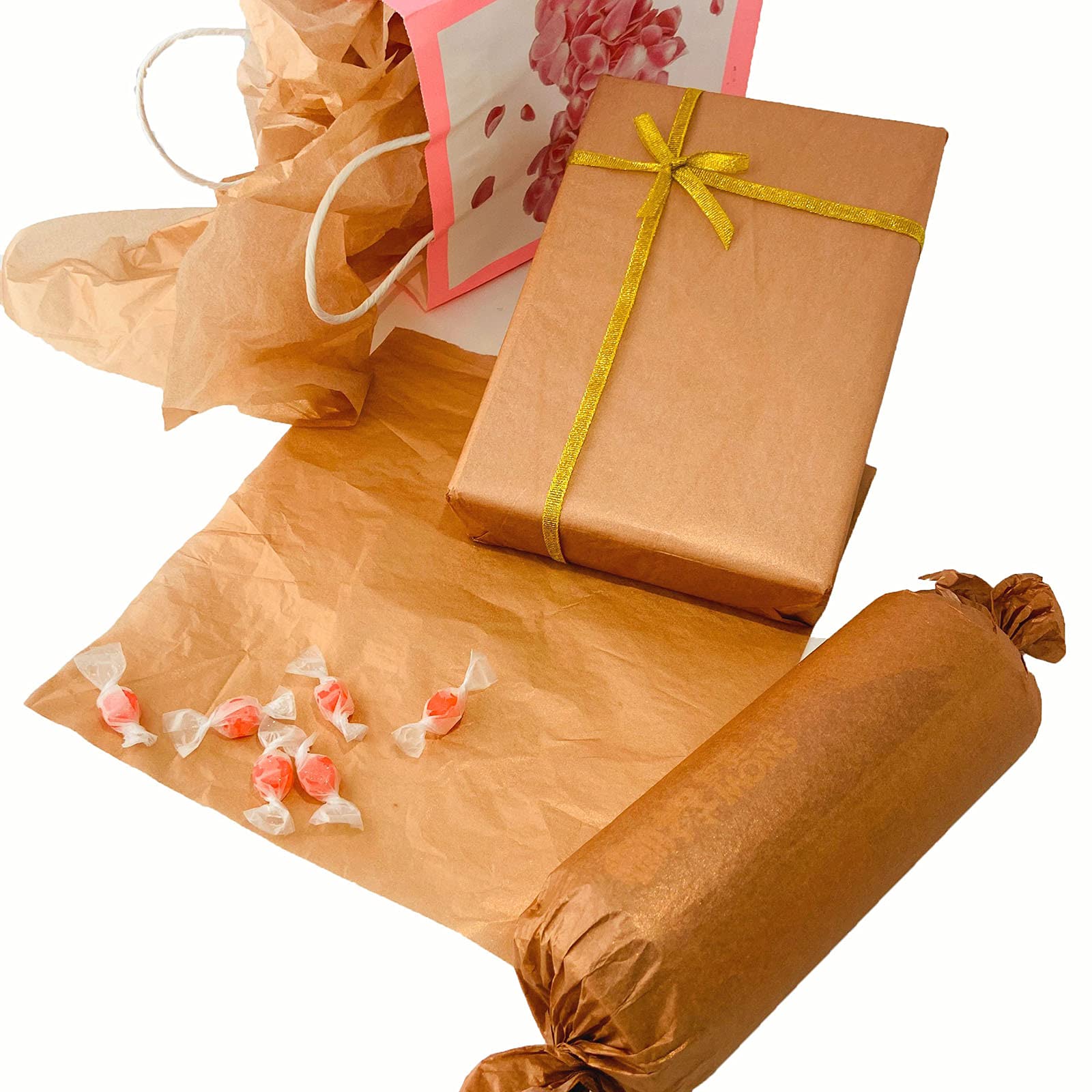 TTLLQQ 120 Pieces Rose Gold Tissue Paper Gift Packaging Bulk, 19.7 * 13.8 inches, Gift Bag Tissue Paper. Holiday Party Decorative Paper, Christmas Wrapping Paper