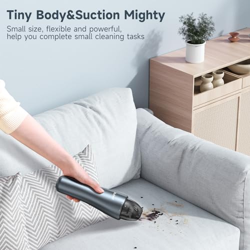 RUBOT Mini Vacuum, Cordless Handheld Vacuum Cleaner,7000Pa Powerful Suction,Portable Car Vacuum Rechargeable for Home/Car/Office-Misty Blue(P02)