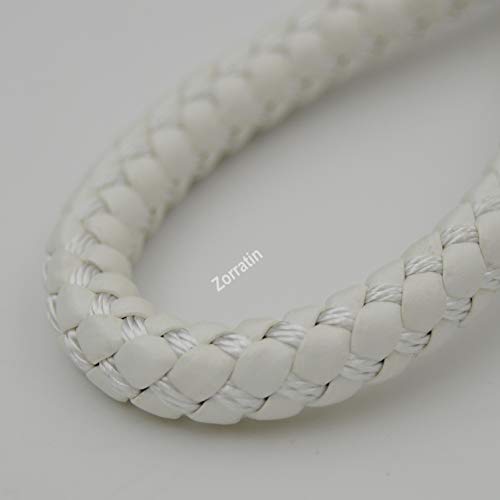 Classic Braided Leather Keychain with Synthetic Bling Crystal Diamond Circle O Ring for Women and Girls