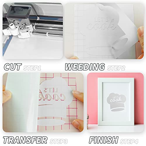 IModeur White Permanent Vinyl - 12" x 10 FT Glossy White Adhesive Vinyl Roll for Cricut, Adhesive Craft Vinyl Bundle, Vinyl Roll for Cup Decor, Party Decoration, Sticker