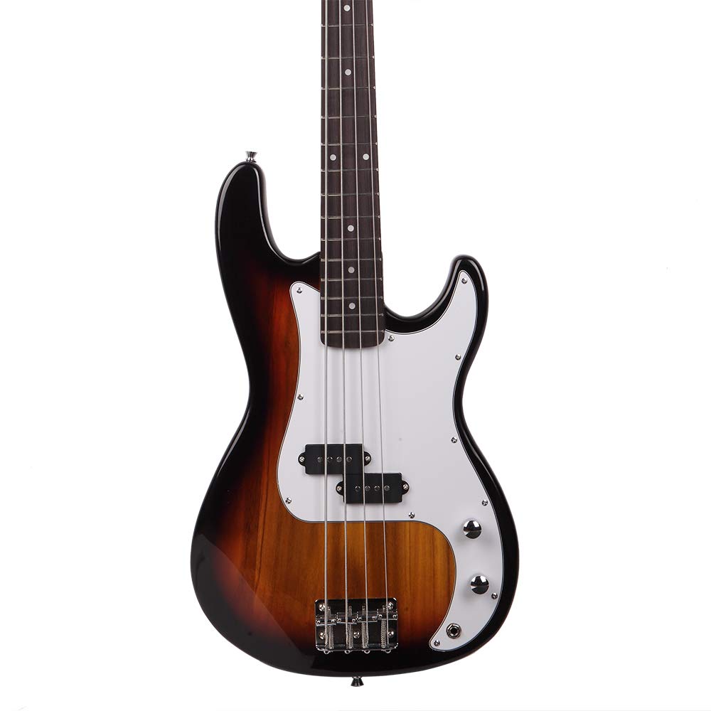 4 String Electric Bass Guitar, Exquisite Burning Fire Style Electric Bass Guitar Beginner Kits, Stylish Bass Guitar, Premium Quality & Affordable Musical Instrument (Sunset)