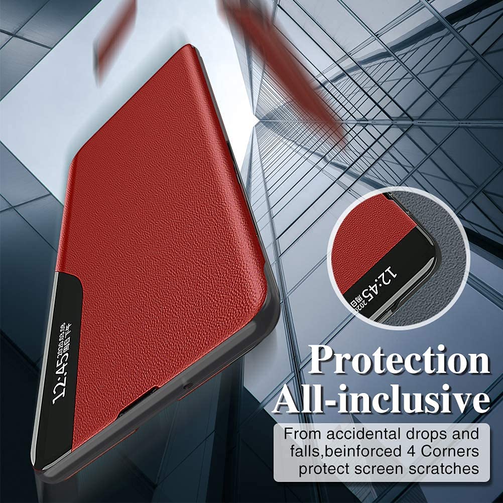 CCasualL for Oppo Reno2 Z Phone Case, Slim Design Clear View Luxury Side Protective Magnetic Closure w/Kickstand Compatible Flip Cover Oppo Reno2 Z-Blue