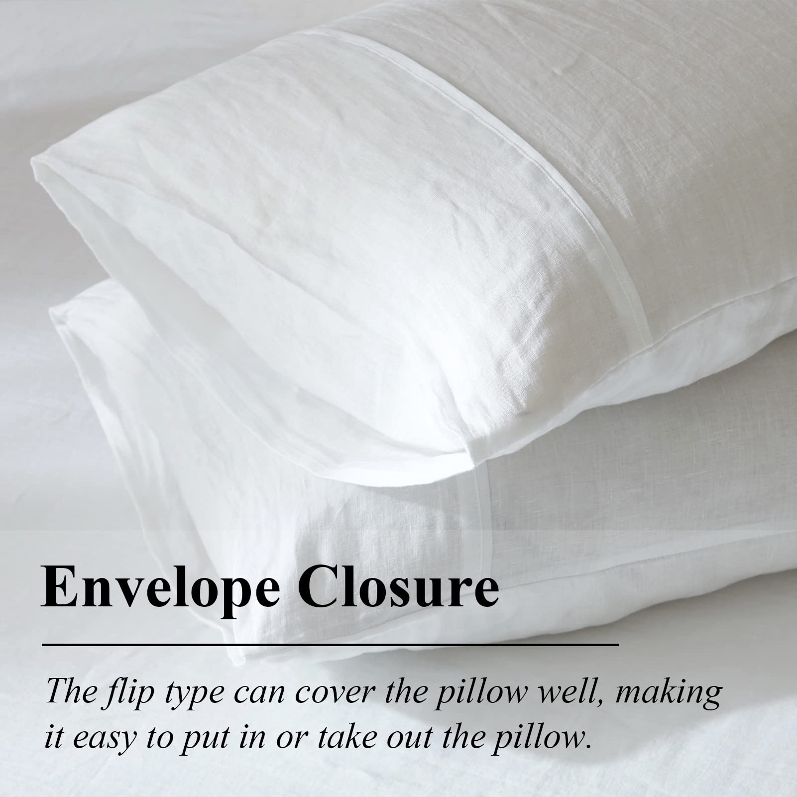 Ivellow Bed Linen Set, 100% Pure French Linen Duvet Cover, Queen, 3Pcs (1 Duvet Cover, 2 Pillowcases), Off White