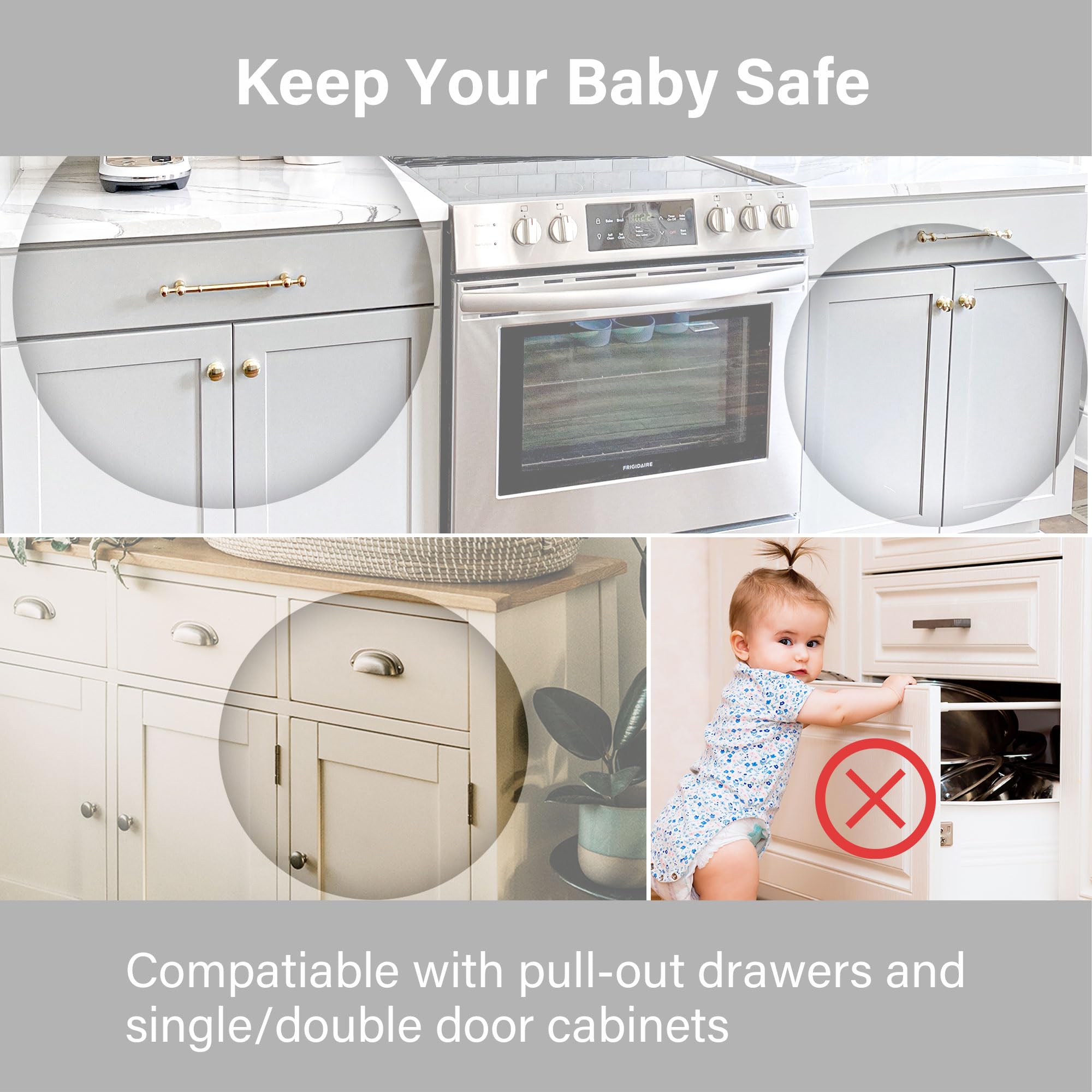 Heart of Tafiti Magnetic Cabinet Locks (6-Packs 1 Key), Baby Proofing Drawer Lock, Multi-Purpose Cupboard Drawers Latches, Safe & Easy Install, Strong Adhesive, No Screws or Tools Needed.