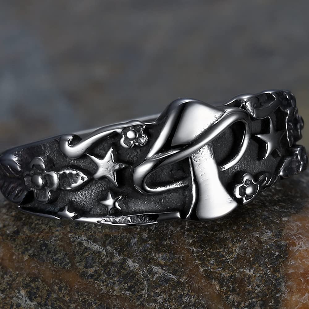 Jude Jewelers Retro Vintage Stainless Steel Gothic Skull Skeleton Death Halloween Biker Ring (Silver, 7)
