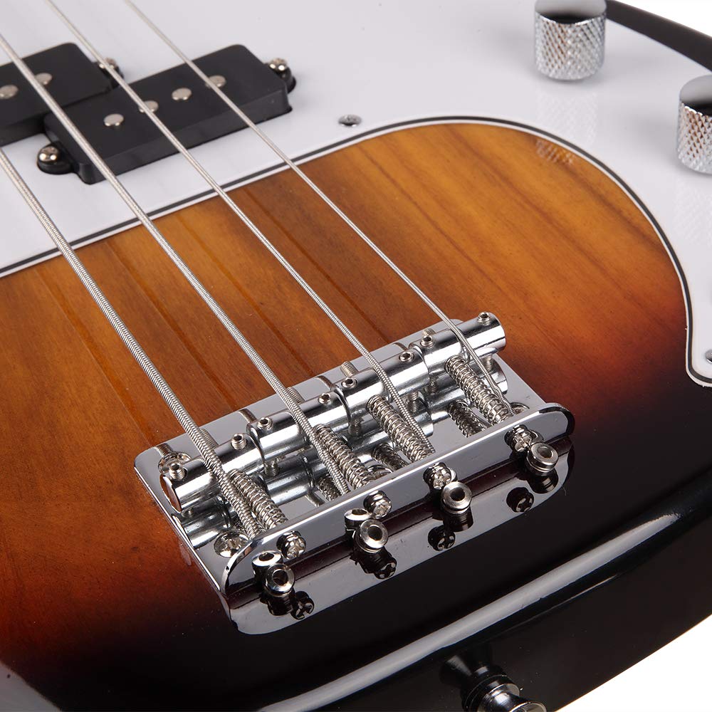 4 String Electric Bass Guitar, Exquisite Burning Fire Style Electric Bass Guitar Beginner Kits, Stylish Bass Guitar, Premium Quality & Affordable Musical Instrument (Sunset)