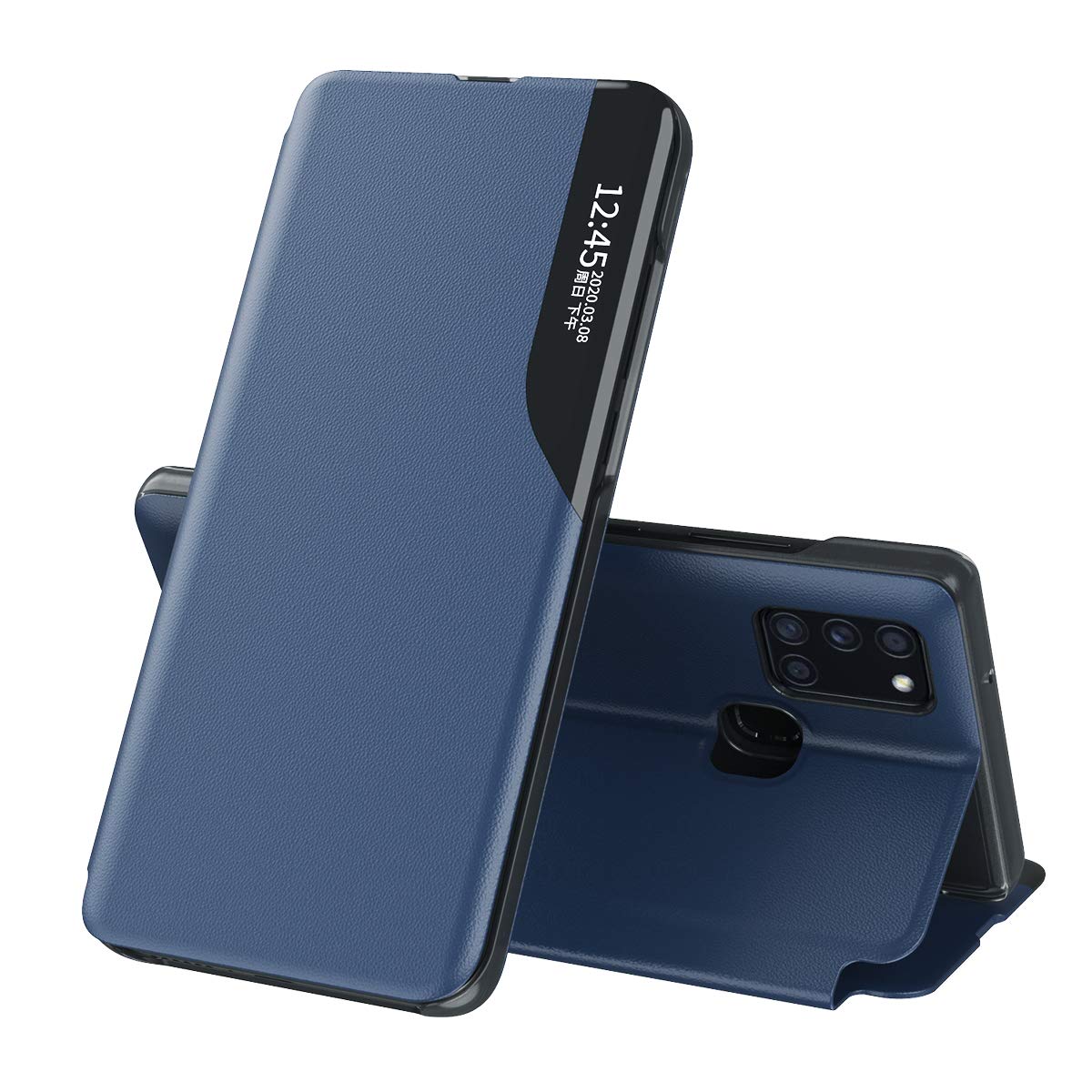 CCasualL for Oppo Reno2 Z Phone Case, Slim Design Clear View Luxury Side Protective Magnetic Closure w/Kickstand Compatible Flip Cover Oppo Reno2 Z-Blue