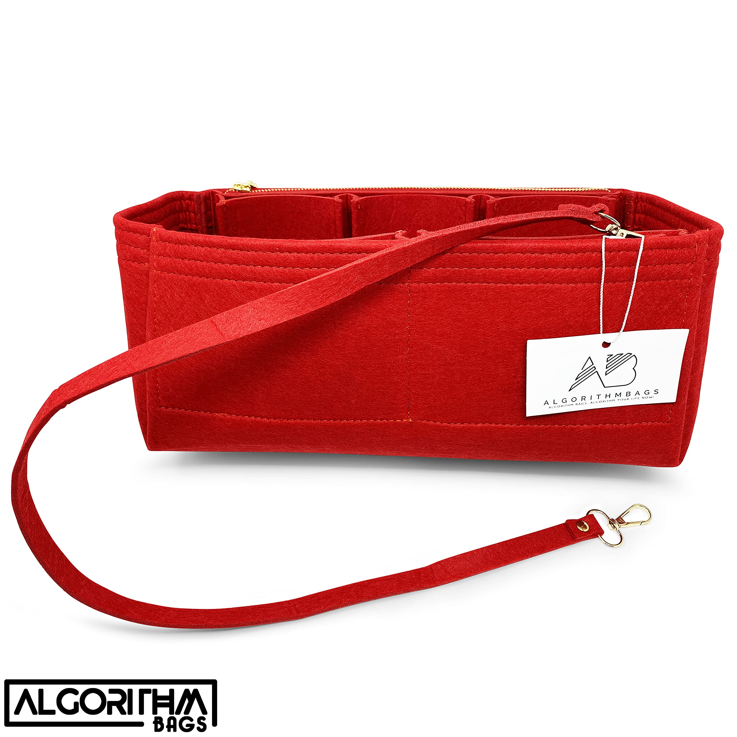 AlgorithmBags designed for Louis Vuitton LV Graceful, Purse Organizer Insert with zippers, 3mm Felt Shaper Liner Divider Protector (Red, PM)