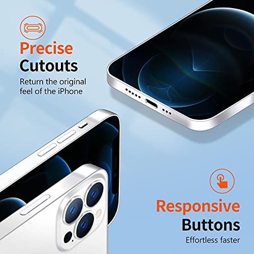 Purluct Compatible with iPhone 13 Pro Max Slim Case,Paper-Thin Matte Finish Skin Back Case [Anti-Fingerprints& Non Yellowing] Ultra Protective Cover with Camera Protection for Men 6.7 Inch (White)