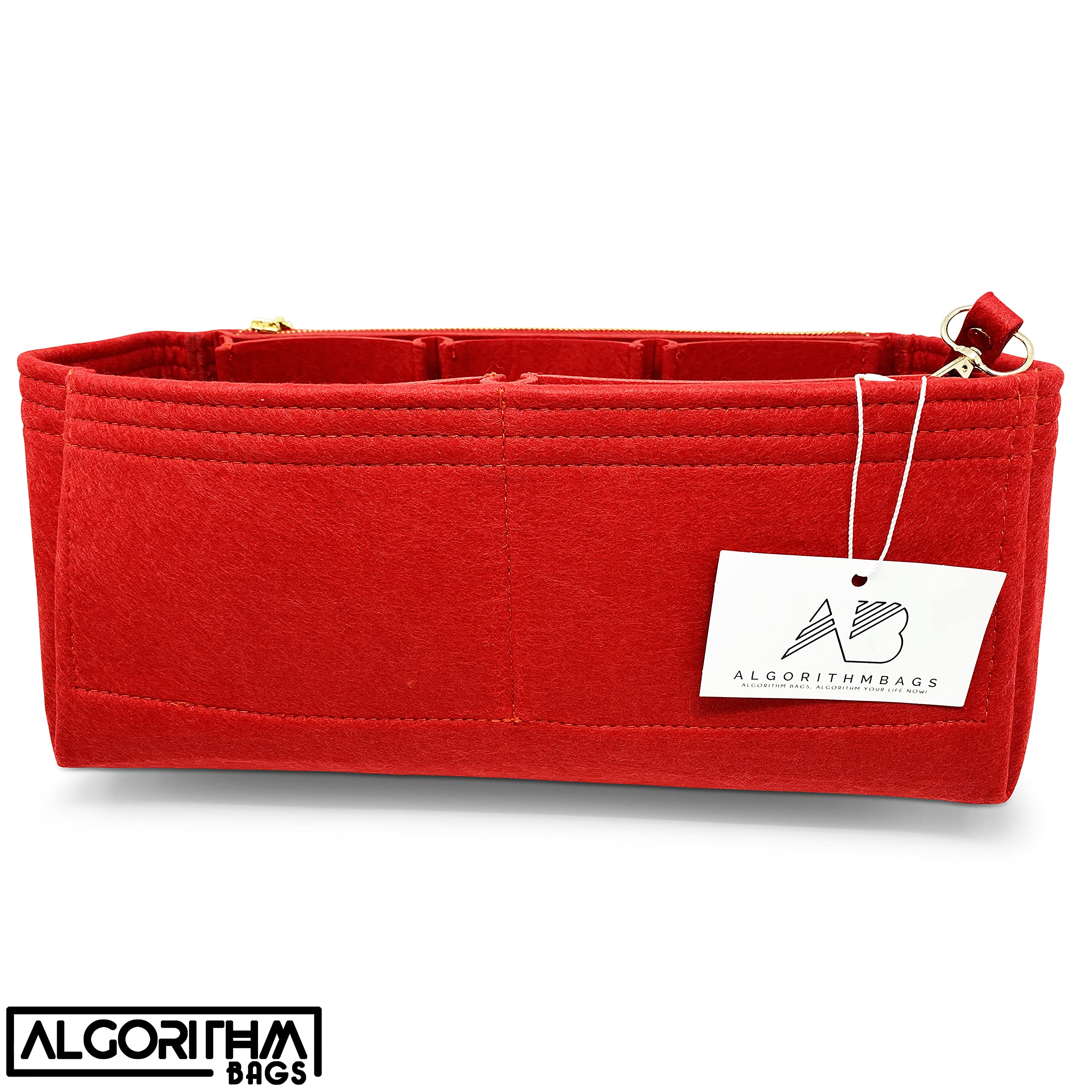 AlgorithmBags designed for Louis Vuitton LV Graceful, Purse Organizer Insert with zippers, 3mm Felt Shaper Liner Divider Protector (Red, PM)