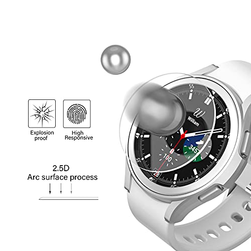 [4+4 Pack] BHARVEST for Samsung Galaxy Watch 4 Classic 46mm Screen Protector and Case, 4 Packs Flexible TPU Frame Cover with 4 Sets Tempered Glass Protective Film for Galaxy Watch 4 Classic 46mm