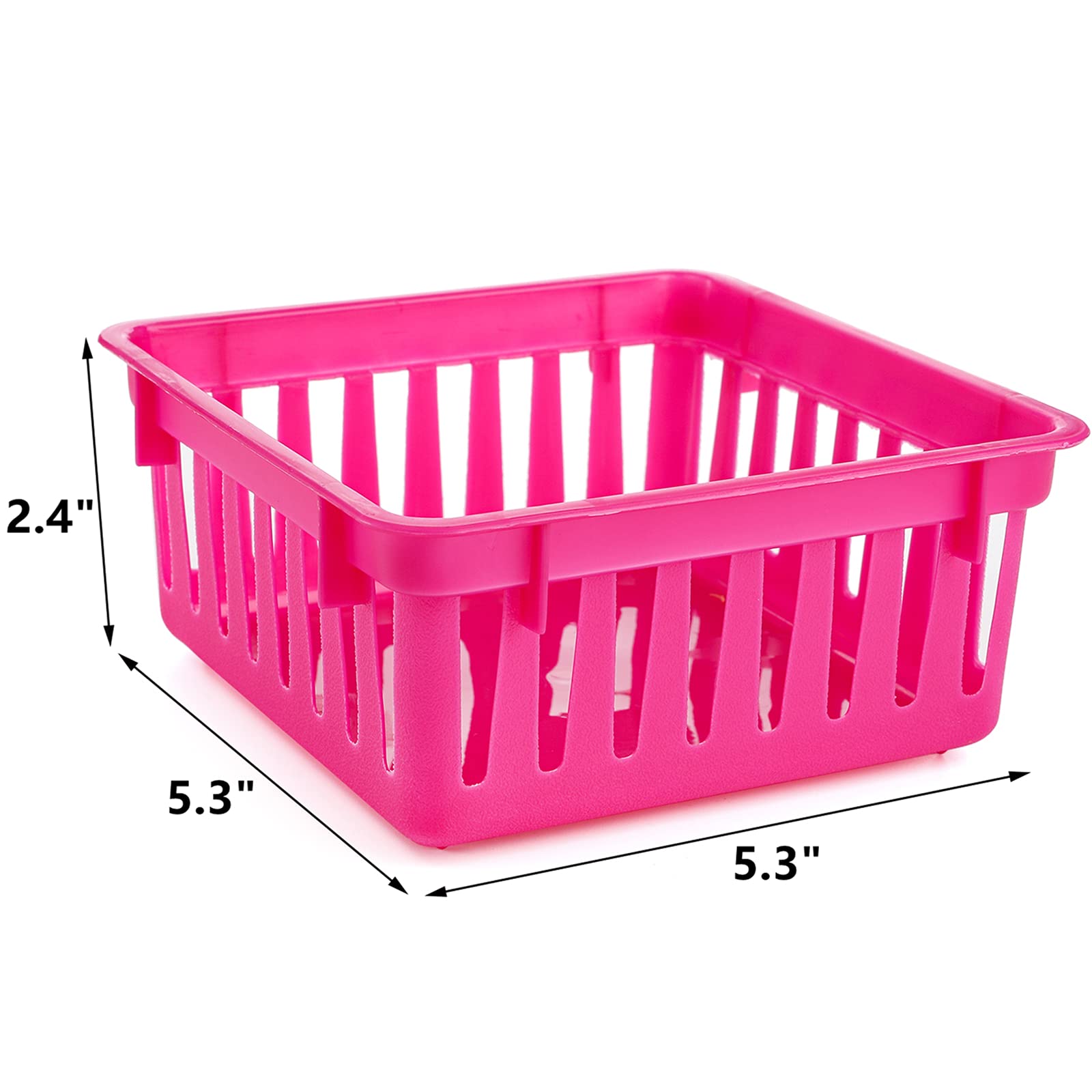 DEAYOU 24 Pack Classroom Storage Baskets, Small Plastic Basket, Crayon Pencil Container Bin Holder for Drawer, Desk, Home, Office, 5.3" L x 5.3" W x 2.4" H