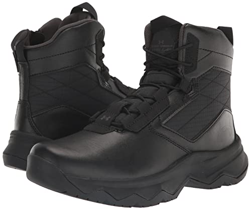 Under Armour Men's Stellar G2 6" Side Zip Lace Up Boot, (001) Black/Black/Pitch Gray, 11.5