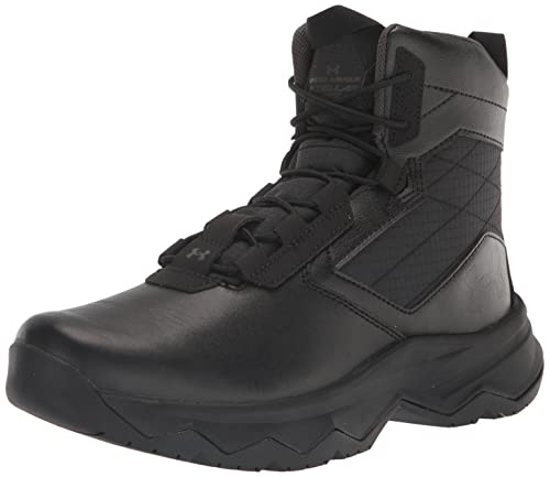Under Armour Men's Stellar G2 6" Side Zip Lace Up Boot, (001) Black/Black/Pitch Gray, 11.5