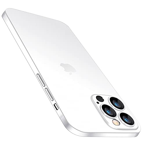 Purluct Compatible with iPhone 13 Pro Max Slim Case,Paper-Thin Matte Finish Skin Back Case [Anti-Fingerprints& Non Yellowing] Ultra Protective Cover with Camera Protection for Men 6.7 Inch (White)