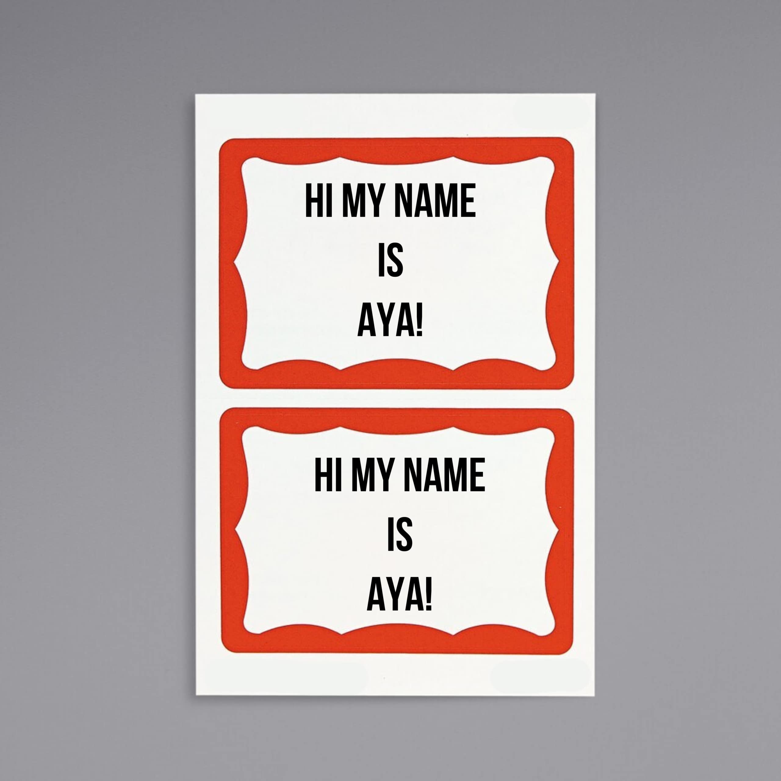 1InTheOffice Sticker Name Tags, Sticky Name Tags, Name Badge Stickers, 3.5" x 2.25", Self-Adhesive, Red, 100 Pack