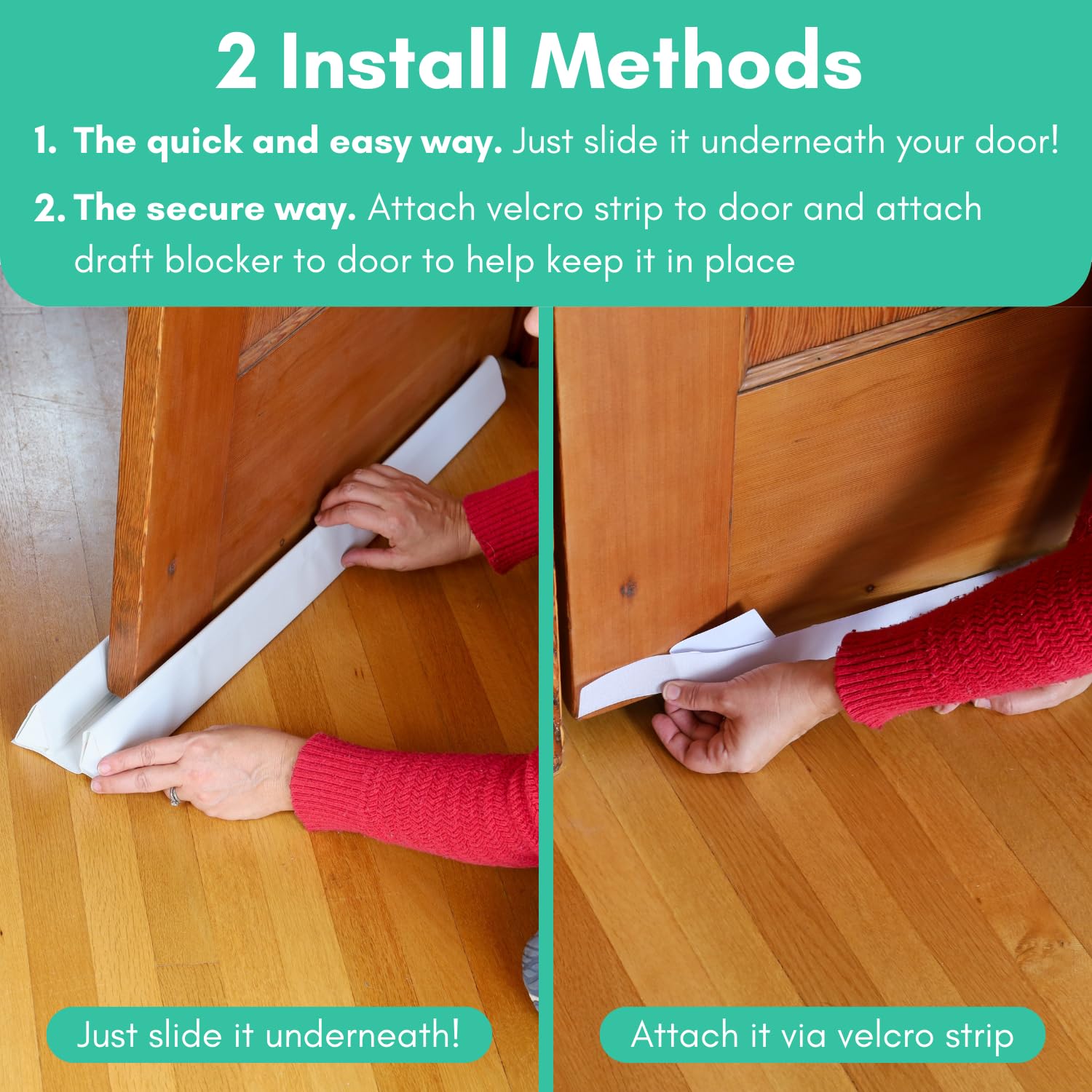 Absolute Living Triangular Door Draft Stopper - Snug and Flush Block Wind, Light, Dust, Noise Adjustable Bottom of Blocker 2'' Tall Under The Guard (35.5'' Cuttable), White