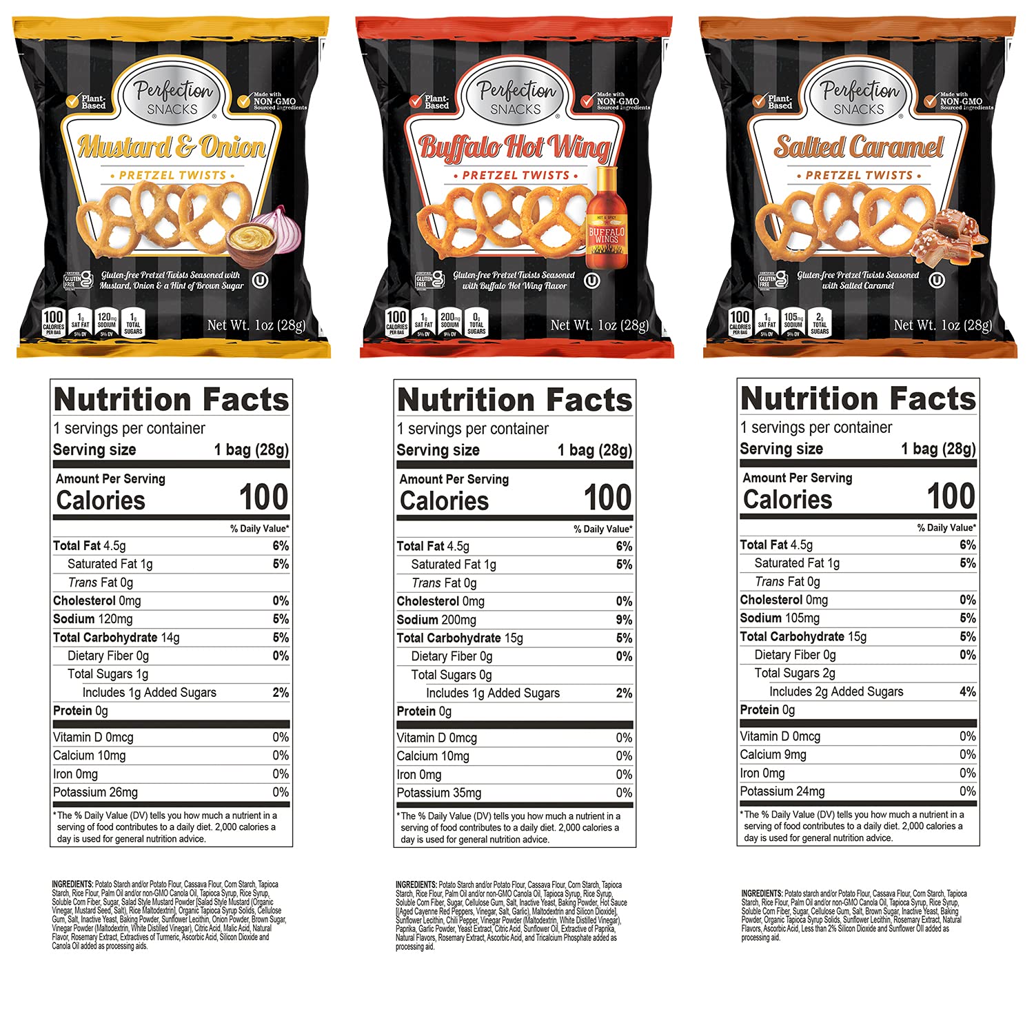 Perfection Snacks Pretzels Mix Variety Pack, Gluten Free, 1oz Bags (20 Count)