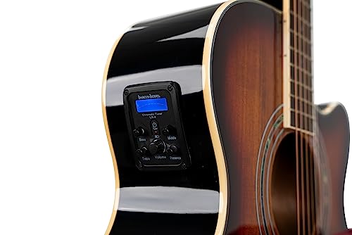 Washburn Festival Series 6 String Acoustic Electric Guitar, Right, Koa Burst, Cutaway Mini Jumbo (EA55G-A)