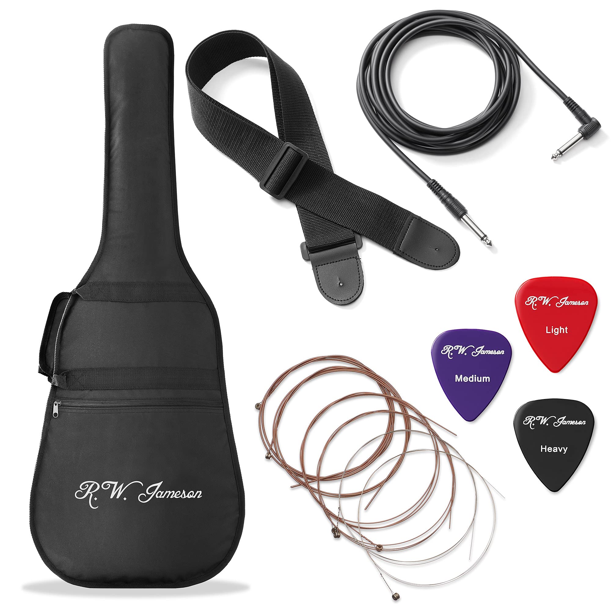 Jameson Guitars Full Size Thinline Acoustic Electric Guitar with Free Gig Bag Case & Picks Sunburst Right Handed