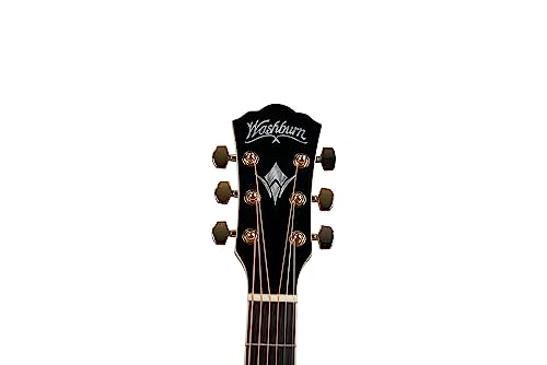 Washburn Festival Series 6 String Acoustic Electric Guitar, Right, Koa Burst, Cutaway Mini Jumbo (EA55G-A)