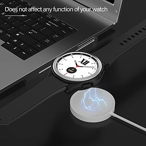 [4+4 Pack] BHARVEST for Samsung Galaxy Watch 4 Classic 46mm Screen Protector and Case, 4 Packs Flexible TPU Frame Cover with 4 Sets Tempered Glass Protective Film for Galaxy Watch 4 Classic 46mm