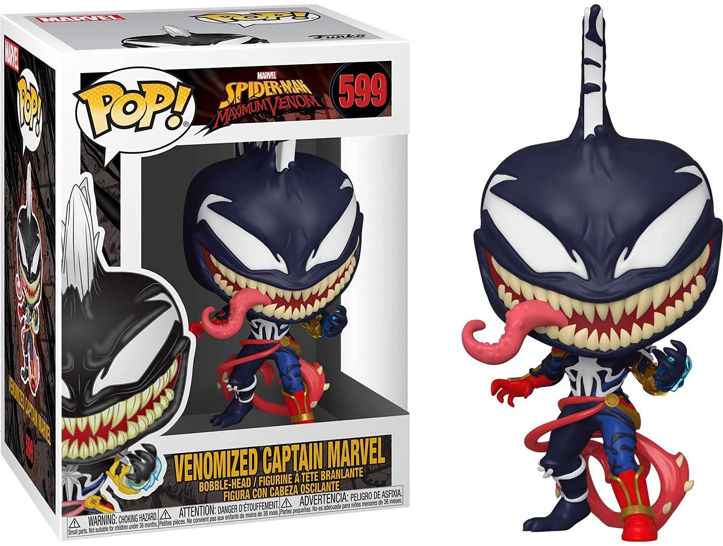 POP Marvel: Venom - Venomized Captain Marvel Funko Pop! Vinyl Figure (Bundled with Compatible Pop Box Protector Case), Multicolored, 3.75 inches