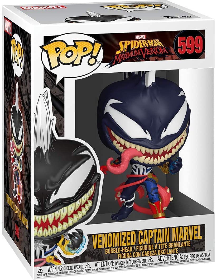 POP Marvel: Venom - Venomized Captain Marvel Funko Pop! Vinyl Figure (Bundled with Compatible Pop Box Protector Case), Multicolored, 3.75 inches