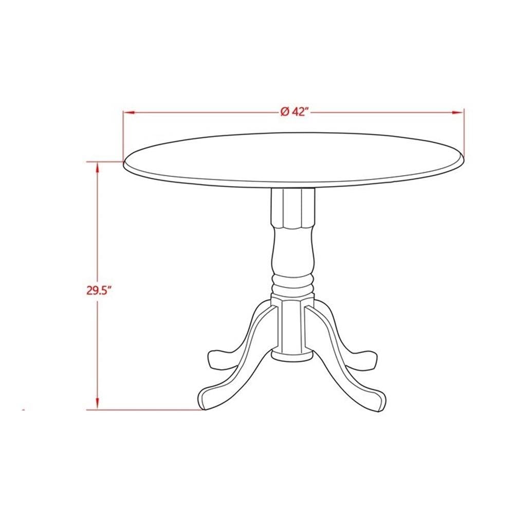 East West Furniture DMAV5-OAK-W 5 Piece Dinette Set for 4 Includes a Round Dining Room Table with Dropleaf and 4 Kitchen Dining Chairs, 42x42 Inch, Oak