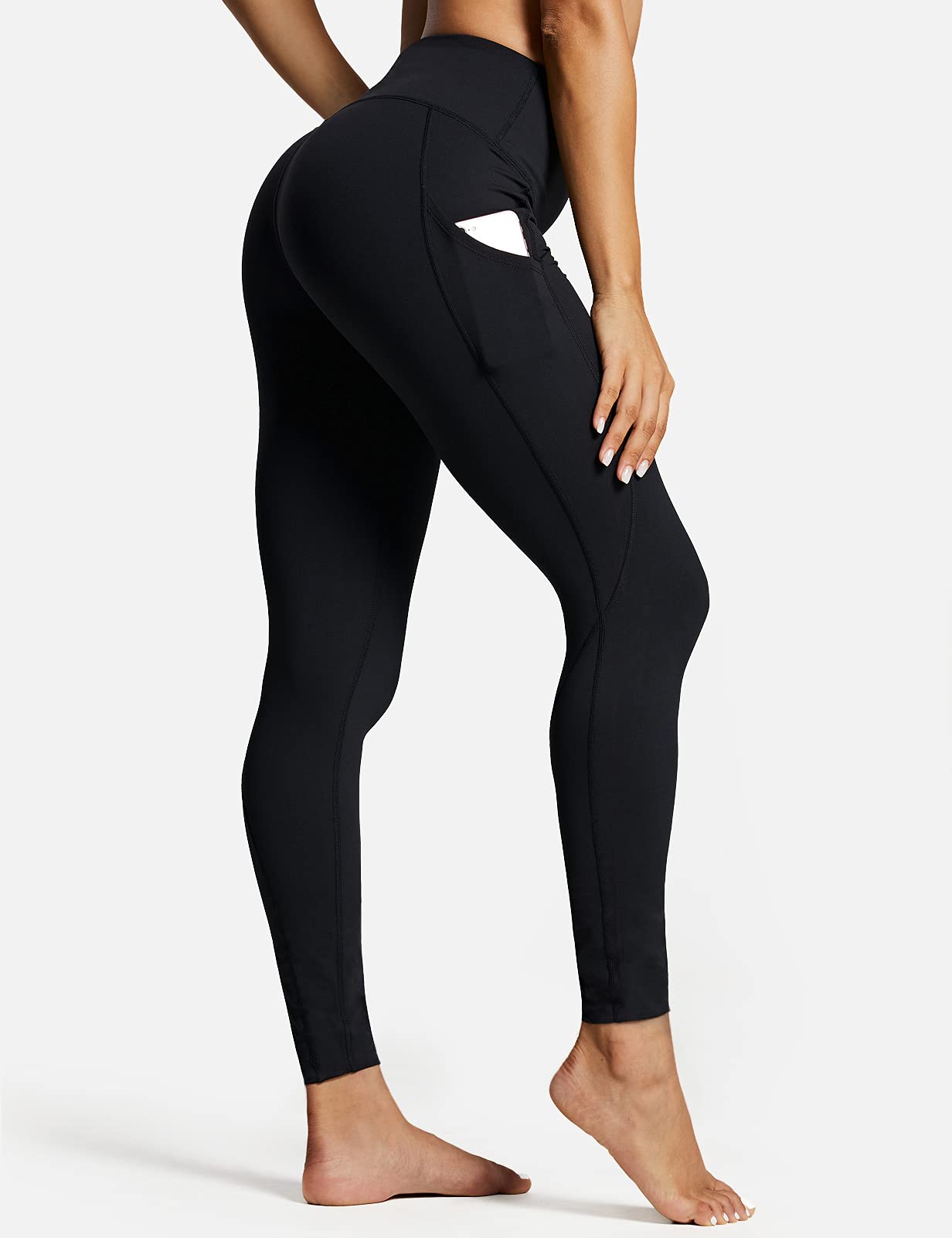 ZUTY 7/8 Workout Leggings for Women High Waisted Leggings with Pockets Squat Proof Yoga Ankle Leggings Plus Size 25" X Side Line Black 2XL