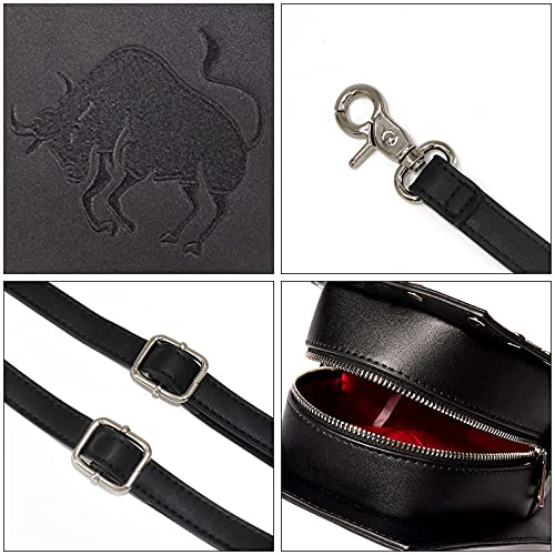 通用 12 Constellation Style Bag Lady Fashion Hand Embroidery Pattern Backpack Steampunk Leather Daypack Outdoor Black Handbags for Women