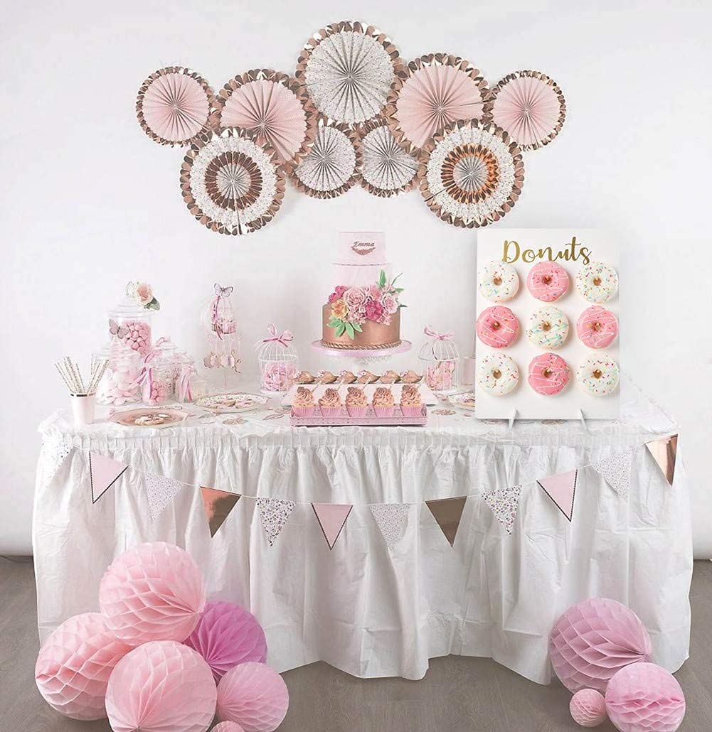 OWOYDOJ Donut Stand for Party, Donut Wall Holders for Table, Reusable Wood Doughnut Pegboard for Baby Showers, Bridal Shower, Birthday, Wedding, Holds 9 Doughnuts