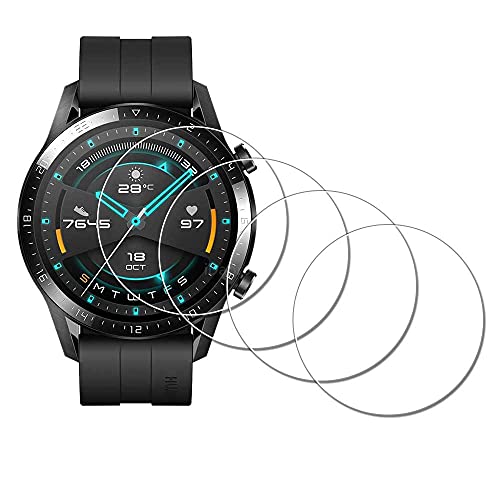 iDaPro Screen Protector for HUAWEI Watch GT 2 GT2 46mm Watch [4 Pack] Tempered Glass Anti-Scratch Bubble-Free Easy Installation