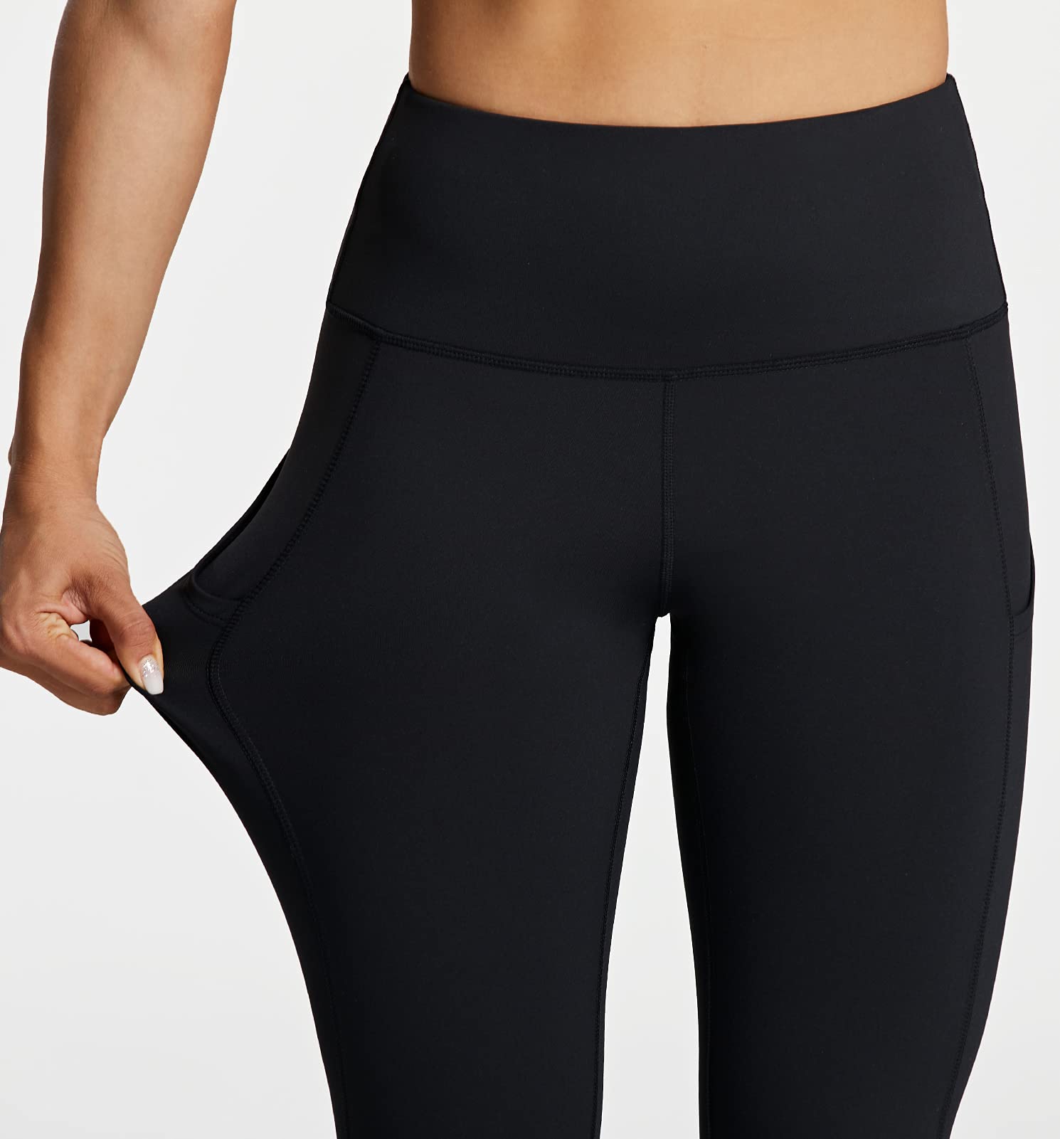 ZUTY 7/8 Workout Leggings for Women High Waisted Leggings with Pockets Squat Proof Yoga Ankle Leggings Plus Size 25" X Side Line Black 2XL