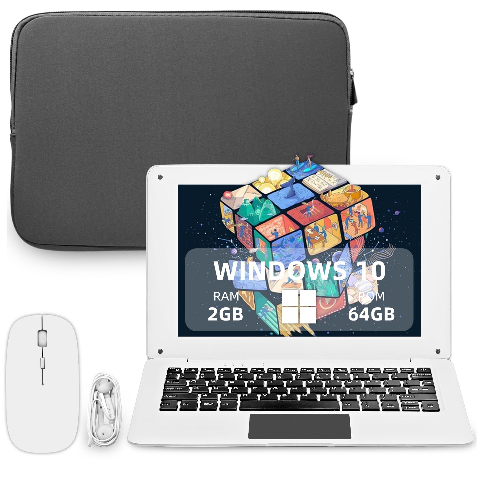iSTYLE Mini Laptop Student X10 Pro, 10.1" Laptop Windows 10, 1 Year Office 365,Intel CPU 2GB RAM 64GB eMMC Storage, WiFi, Webcam, HDMI, Bluetooth, Kids Laptops Computer, Laptop Sleeve, Wireless Mouse