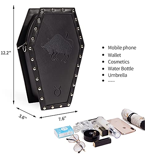 通用 12 Constellation Style Bag Lady Fashion Hand Embroidery Pattern Backpack Steampunk Leather Daypack Outdoor Black Handbags for Women