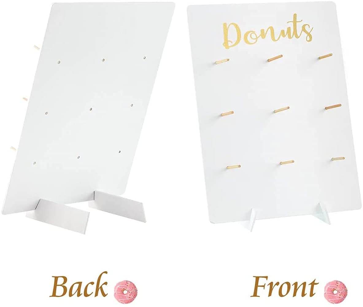OWOYDOJ Donut Stand for Party, Donut Wall Holders for Table, Reusable Wood Doughnut Pegboard for Baby Showers, Bridal Shower, Birthday, Wedding, Holds 9 Doughnuts