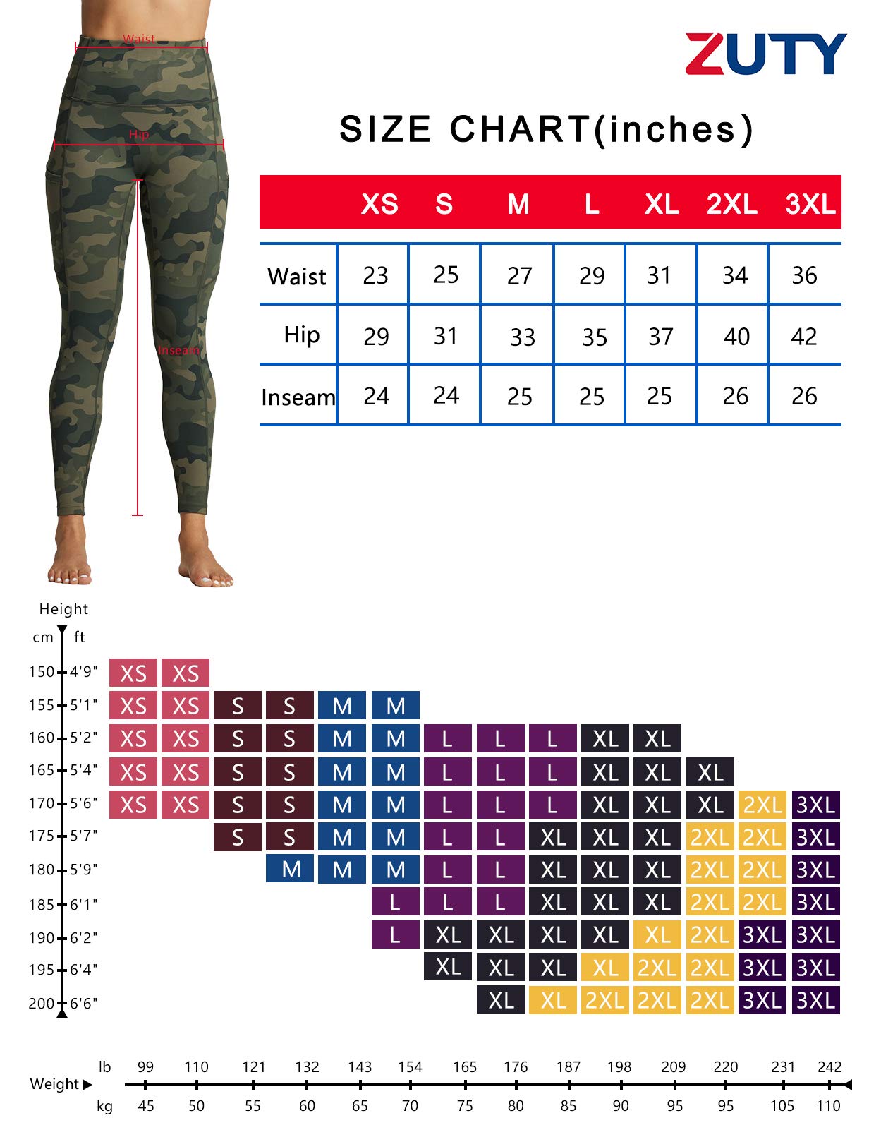 ZUTY 7/8 Workout Leggings for Women High Waisted Leggings with Pockets Squat Proof Yoga Ankle Leggings Plus Size 25" X Side Line Black 2XL