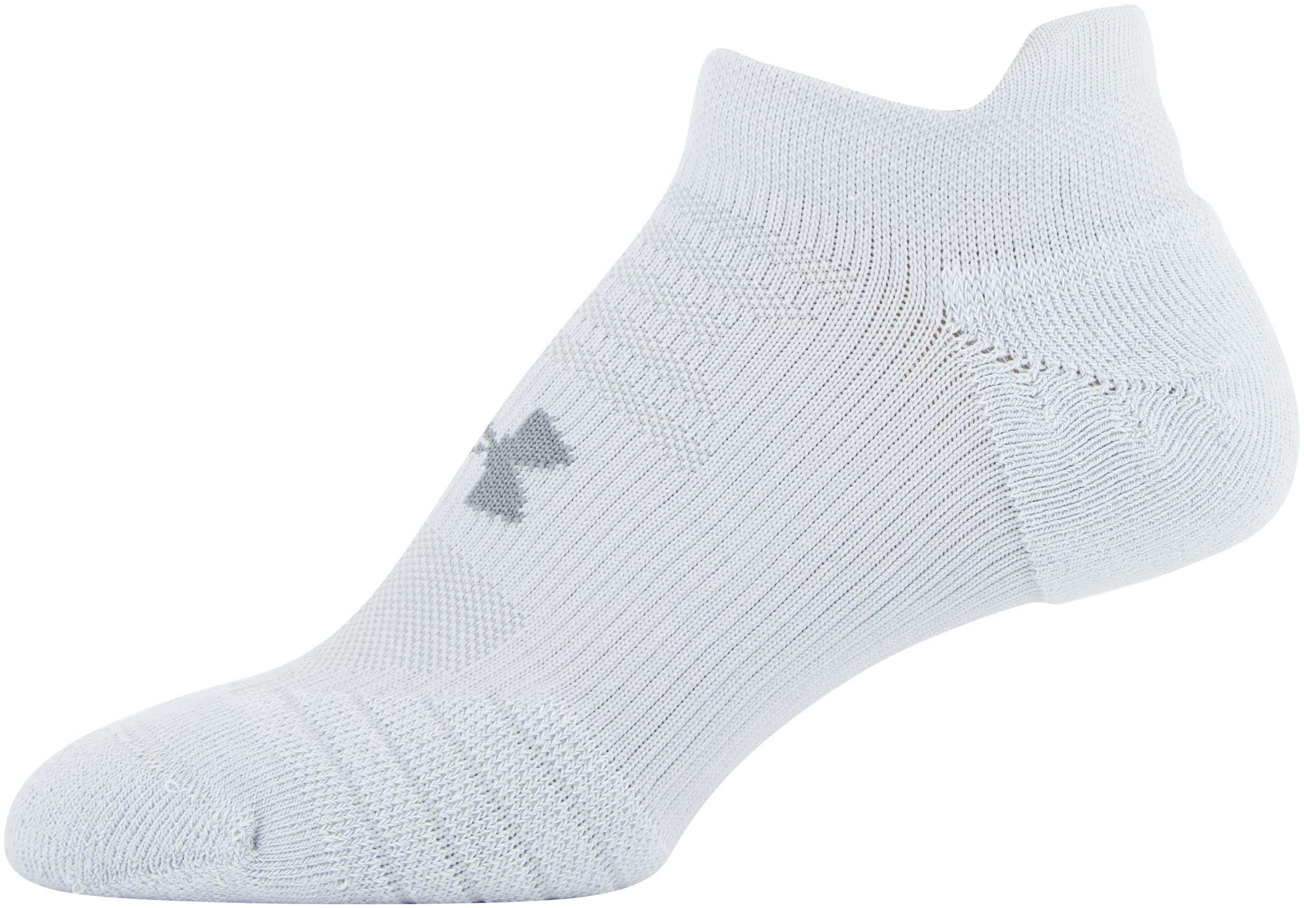 Under Armour Women's Play Up No Show Tab Socks, 3-Pairs, Halo Gray Assorted, Medium