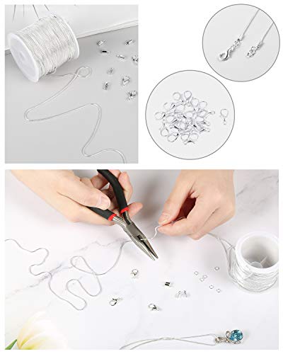 PP OPOUNT 33 Feet Silver Snake Chains Link Cable Chain Silver Plated Necklace with 20 Lobster Clasps 50 Jump Rings and 40 Pieces Connectors Clasps for Jewelry Chain Making