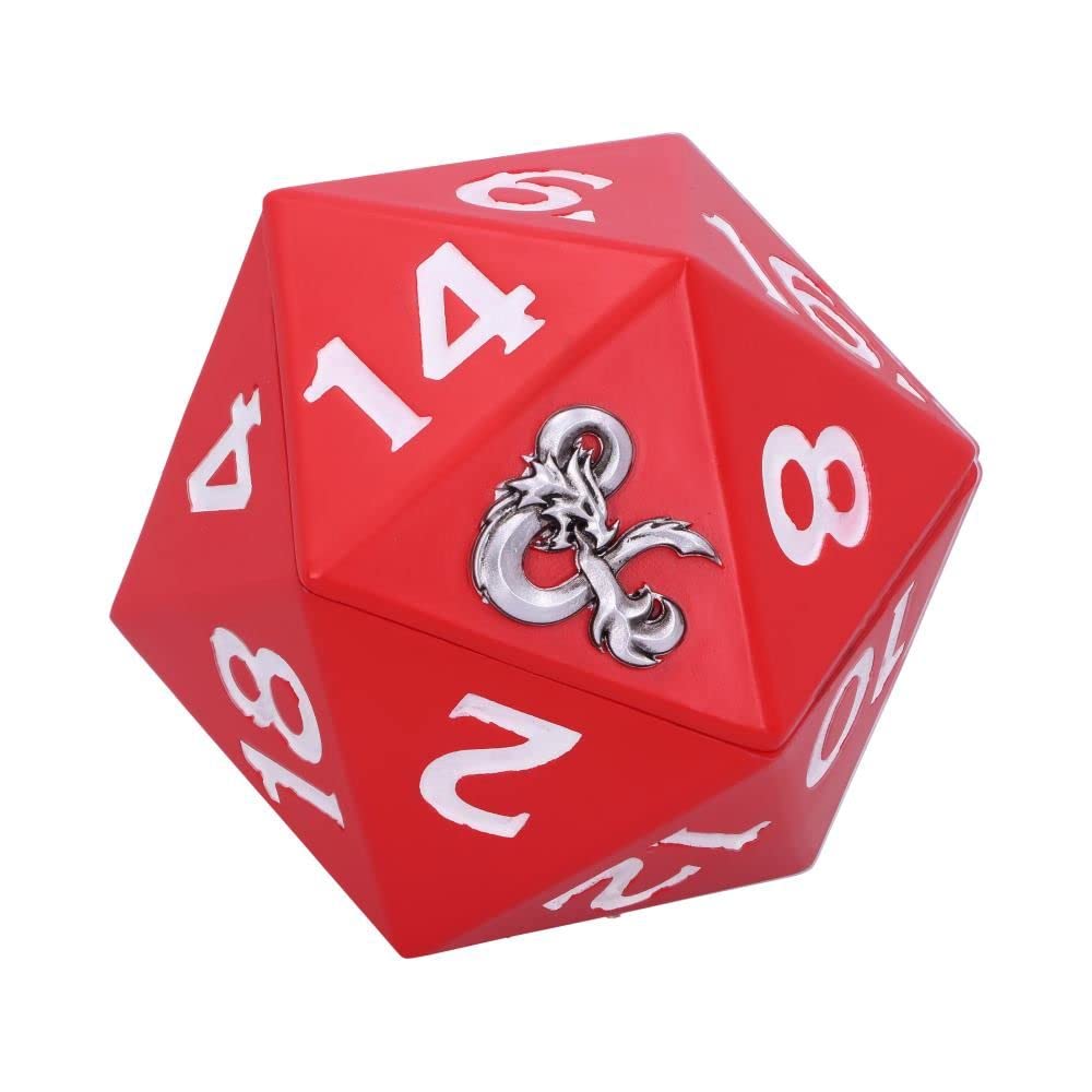 Nemesis Now Dungeons & Dragons D20 Dice Storage Box, 13.5cm, Resin, Red, Officially Licensed D&D Merchandise, D20 20 Sided Dice Box, Cast in The Finest Resin, Expertly Hand-Painted