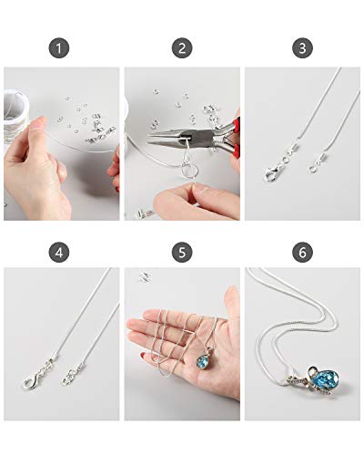 PP OPOUNT 33 Feet Silver Snake Chains Link Cable Chain Silver Plated Necklace with 20 Lobster Clasps 50 Jump Rings and 40 Pieces Connectors Clasps for Jewelry Chain Making