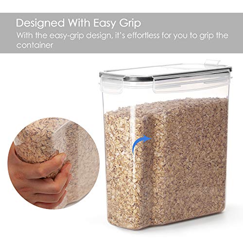 Vtopmart Cereal Storage Container Set, BPA Free Plastic Airtight Food Containers 84.5 fl oz for Cereal, Snacks and Sugar, 4 Piece Set Dispensers with 24 Chalkboard Labels, Black